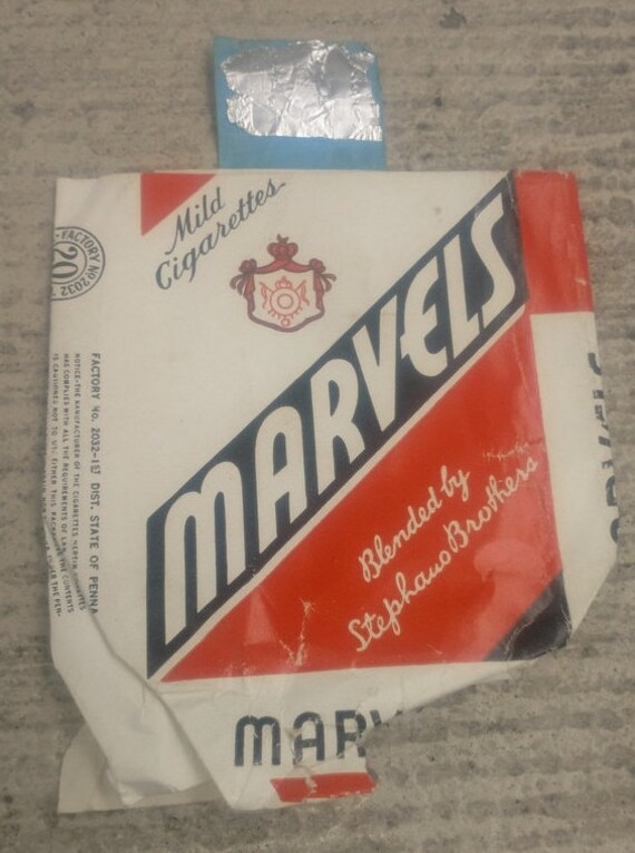 Vintage MARVELS Mild Cigarettes Pack With Amazing Tax Stamp | Etsy