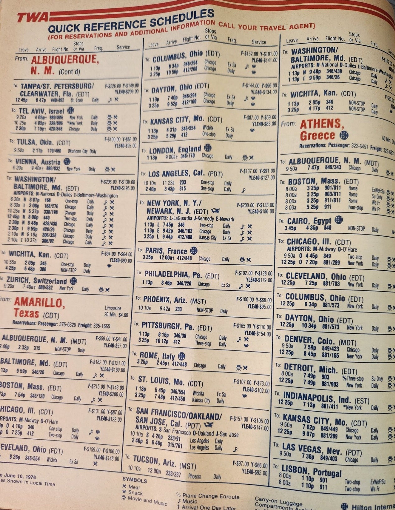 TWA Timetable June 10-Jul 31 1976 Bicentennial USA Golden - Etsy.de