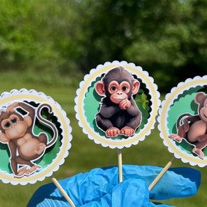 Monkey Cupcake Toppers (3D) - Etsy