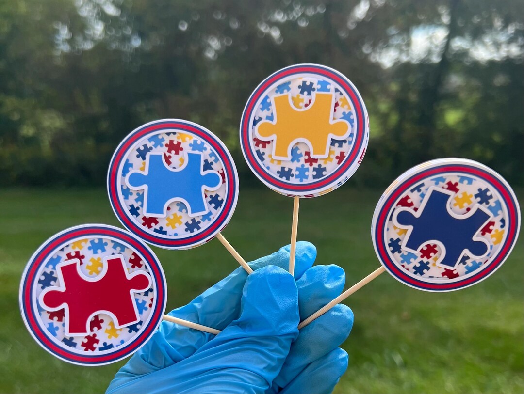 Autism Awareness Cupcake Toppers (3D) - Etsy