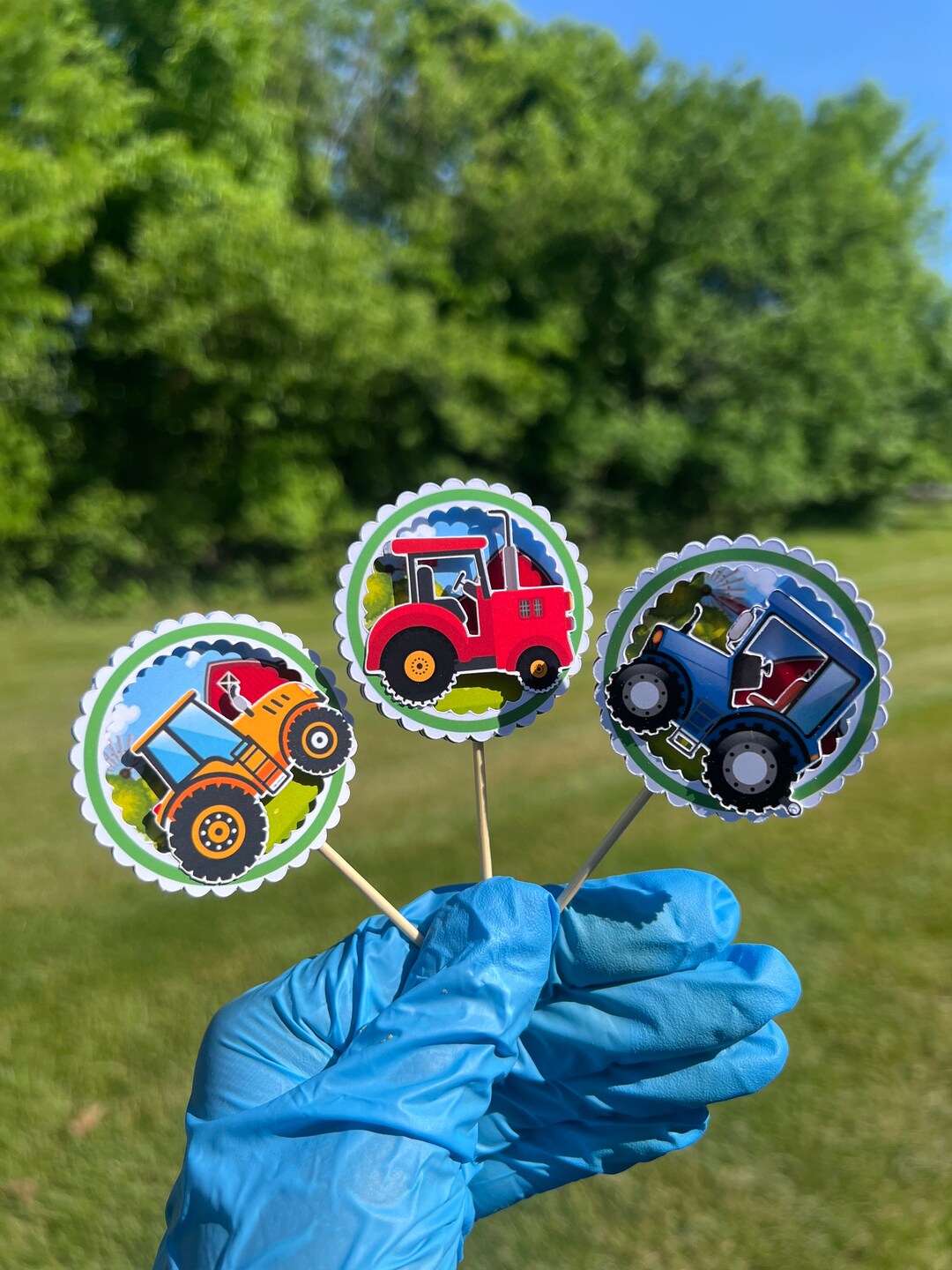 Tractor Cupcake Toppers – Farm Birthday Party Decorations, Kids Cake ...