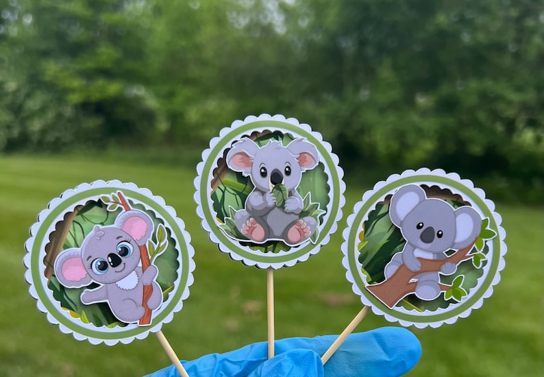 3D Koala Cupcake Toppers – Woodland Animal Baby Shower Birthday Party ...