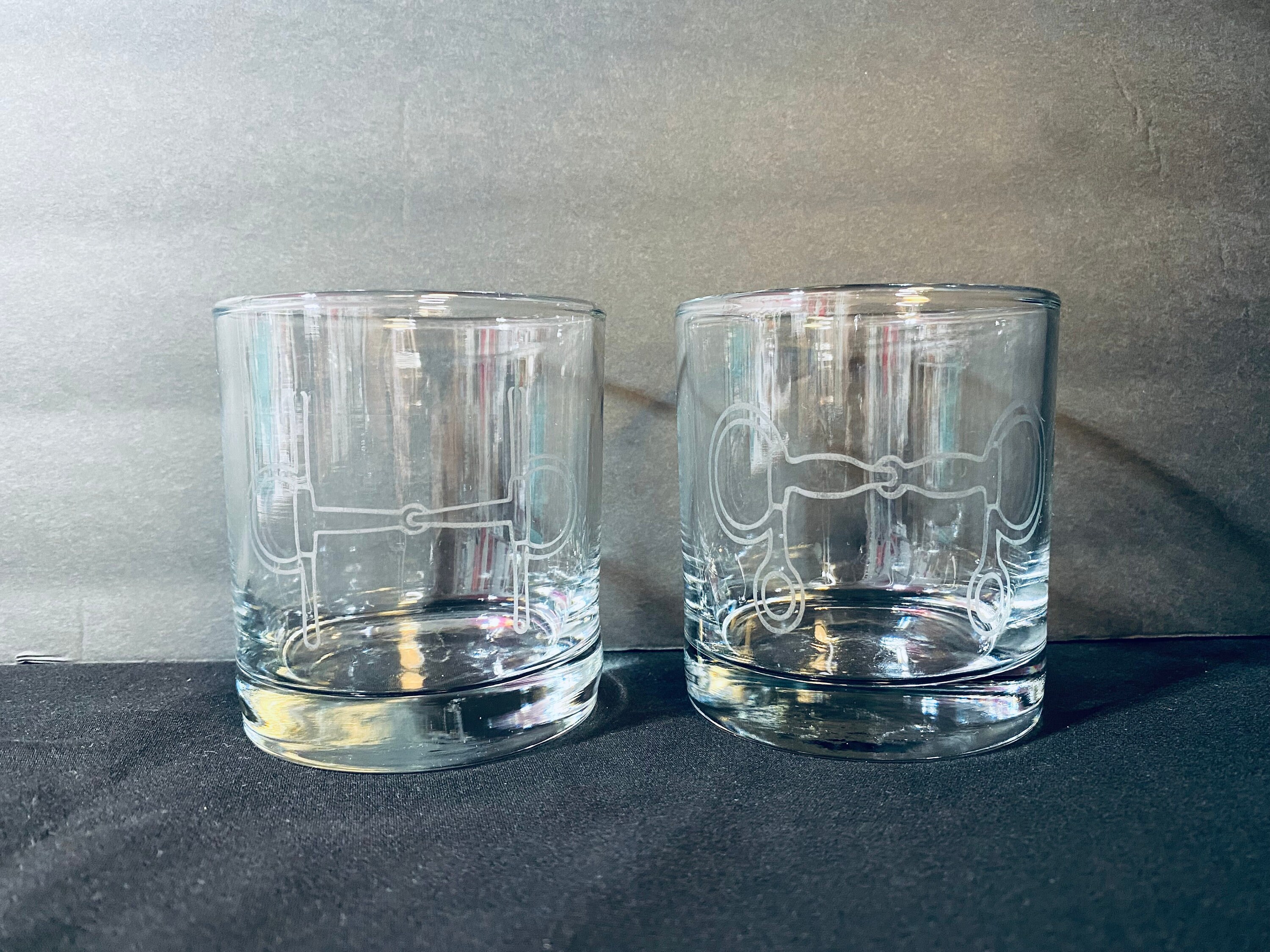 Hand Etched Bridle Bit Glasses set of 4 - Etsy