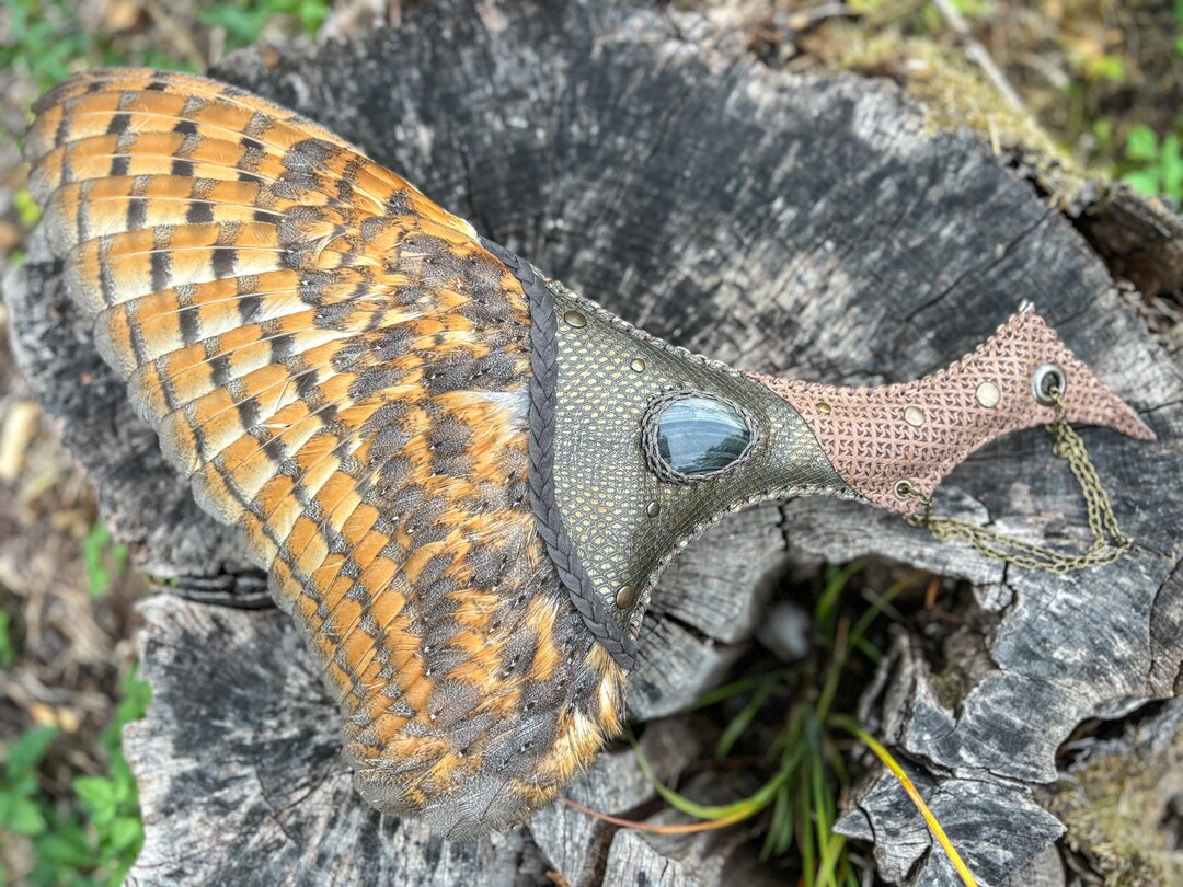 Large Smudge Fan,owl Wing,barn Owl.shamanic Tool, Polished Tourmaline ...