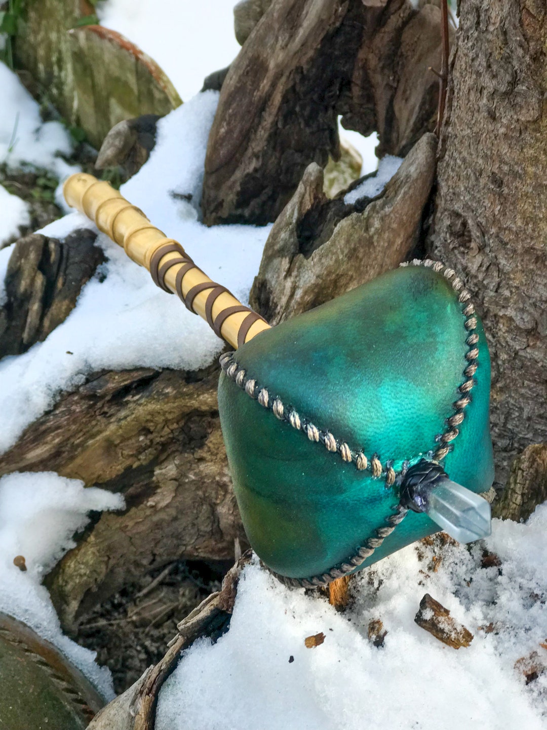 20" Large Shaman Rattle,shamanic Shaker,bamboo, Goat Skin,ancient ...