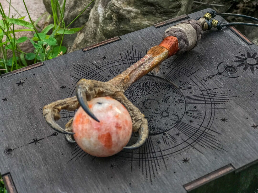 Hawk Claw, Shamanic Talisman, Pendant, Natural Sun-stone Crystal ...