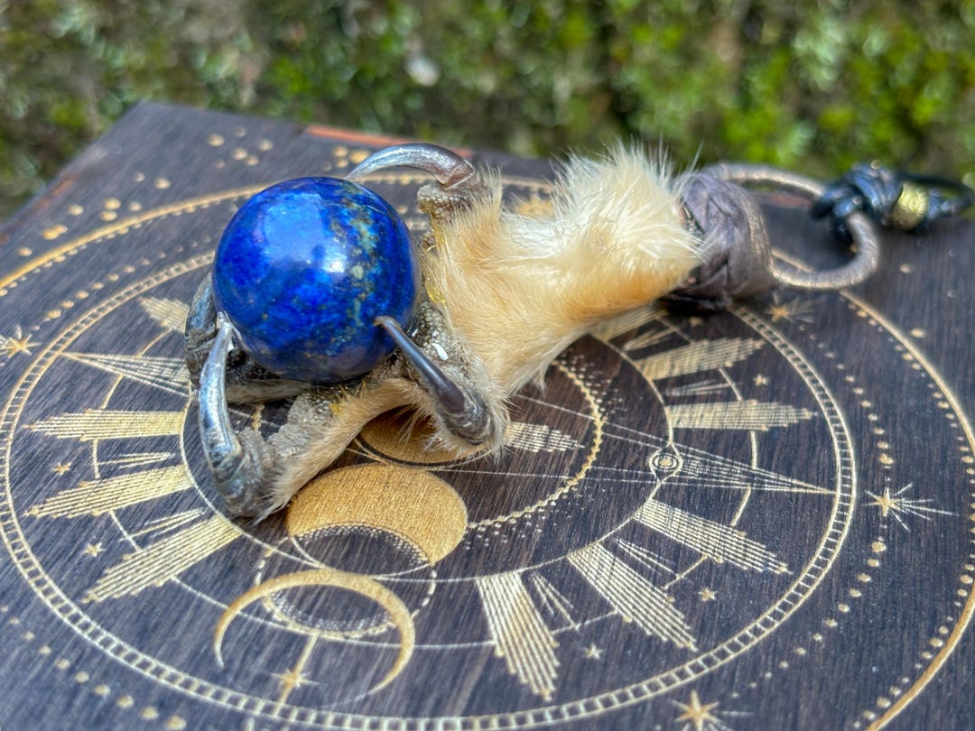 Shamanic Talisman, Pendant, Long Eared Owl, Lapis Lazuli , Leather Cord ...