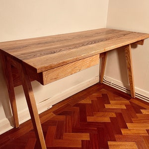 Wooden Desk With Slanted Legs and Drawer - Customisable - Etsy UK