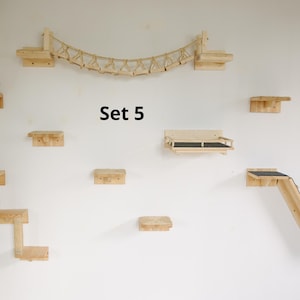Cat Wall Shelves Set Playground, Climbing Wall Tree Jungle Gym, Modern ...