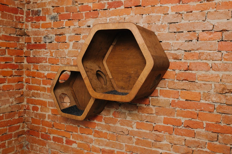 Cat Wall Hexagon Shelves Set Minimalist Honeycomb Cat Play - Etsy
