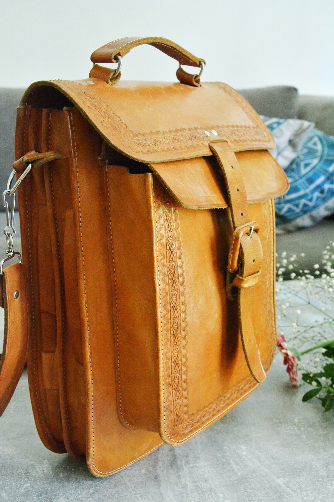 Leather Vintage Boho Bag Brown Leather Boho Bag Hipster Bag Handmade Bag Leather Bag
