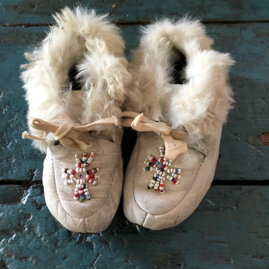 Vintage Beaded Leather Indigenous Baby Shoes Moccasins - Etsy