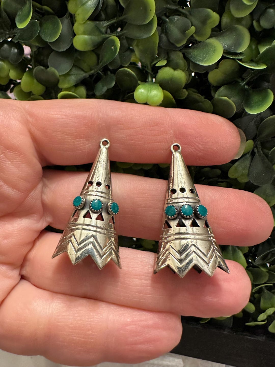 Vintage Jewelry Turquoise Indigenous Silver Component Repair X 2 - Etsy