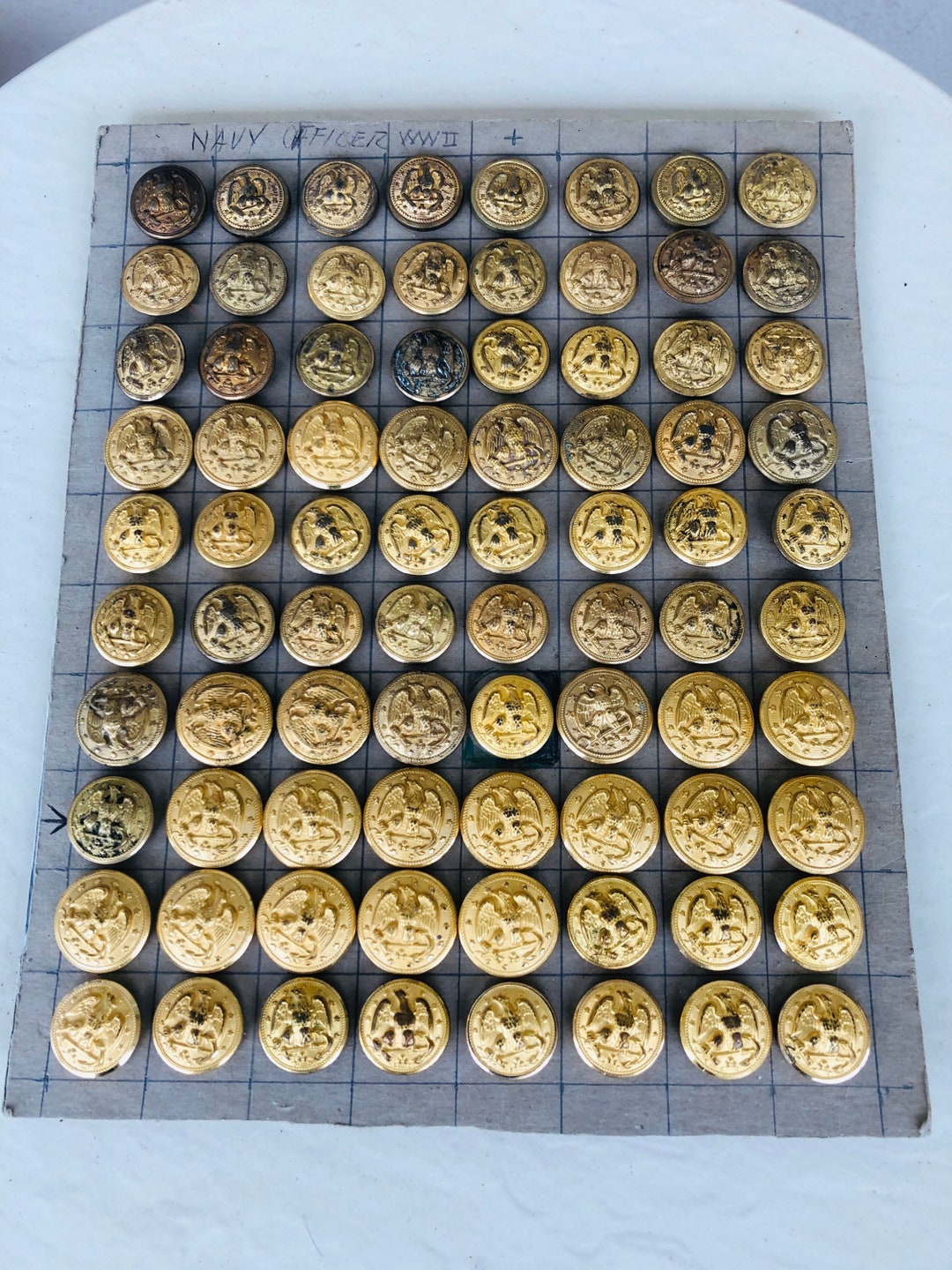 Vintage Brass Military Officer Buttons / Supply Lot of 80 Navy / Mixed ...