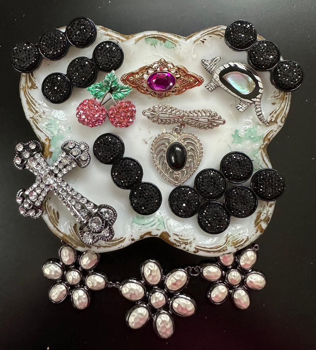 Vintage Broken Rhinestone Brooch Jewelry Findings Parts Embellishments ...