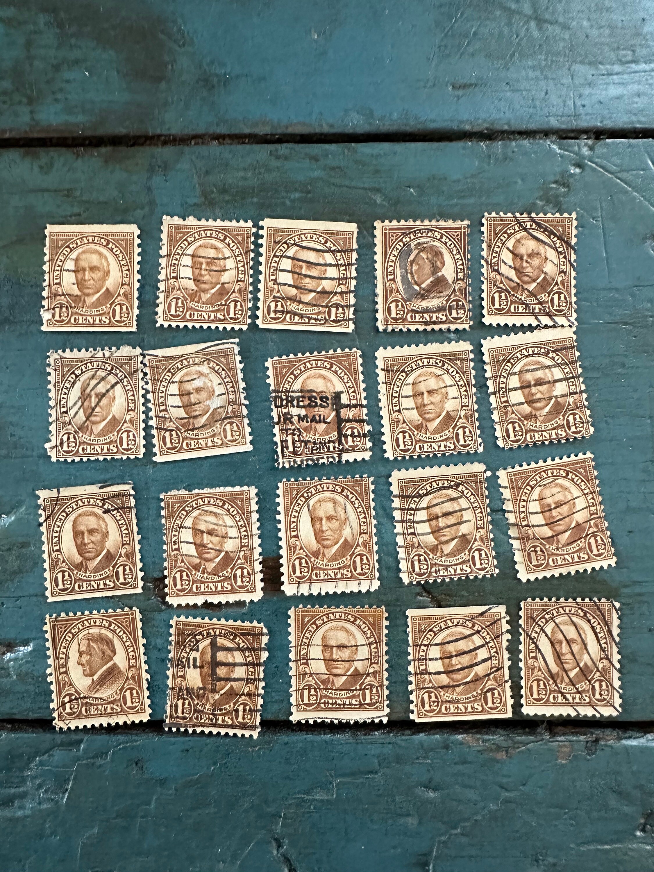 20 1 1/2 Cent Brown Harding Used Stamps USA Vintage Decor - Etsy