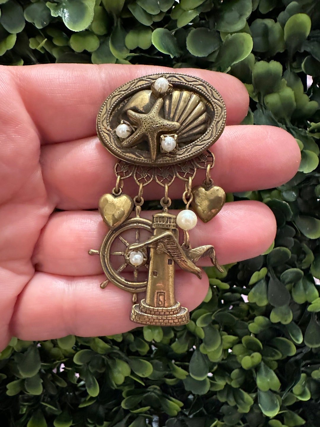 Vintage Jewelry Brooch Beautiful Lighthouse Nautical Gold Tone Pin - Etsy