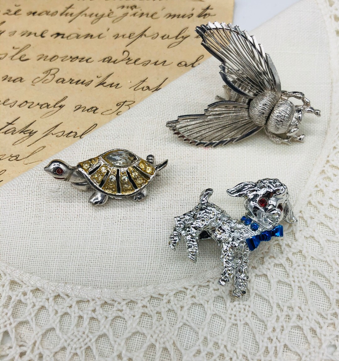 Vintage Rhinestone Brooch Pins Costume Jewelry Figural Estate - Etsy