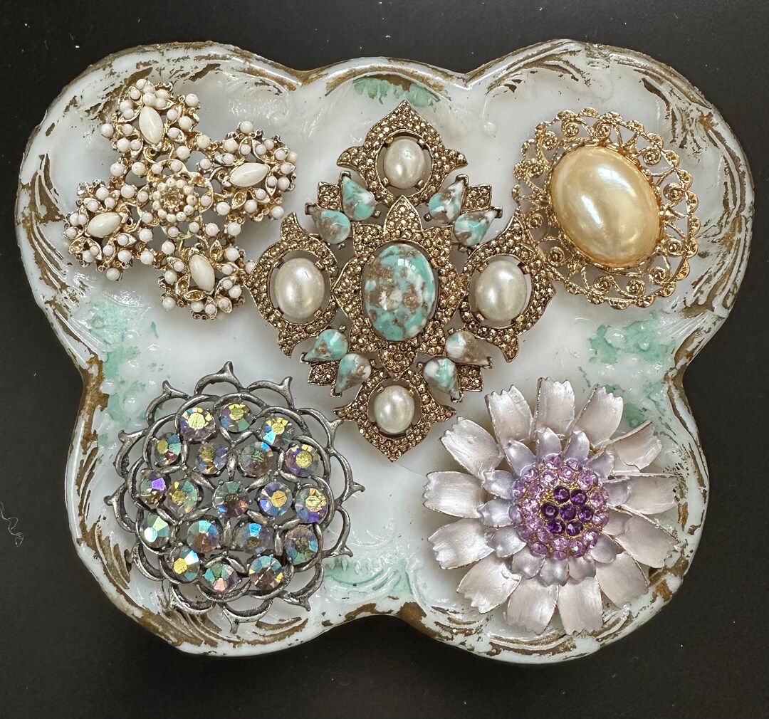 Vintage Broken Rhinestone Brooch Jewelry Findings Parts Embellishments ...