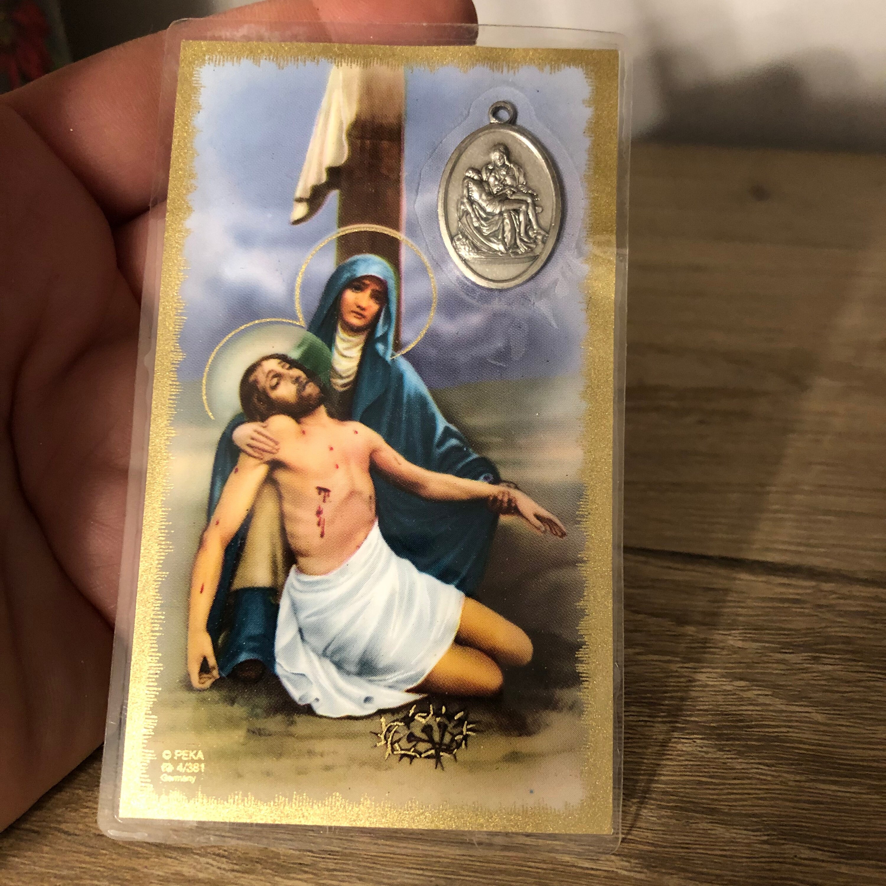 Vintage Religious Pieta Charm Pendant Holy Prayer Card - Etsy