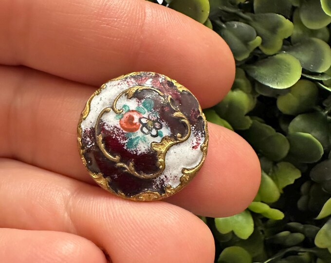 Vintage Beautiful Antique Enamel Button. - Etsy