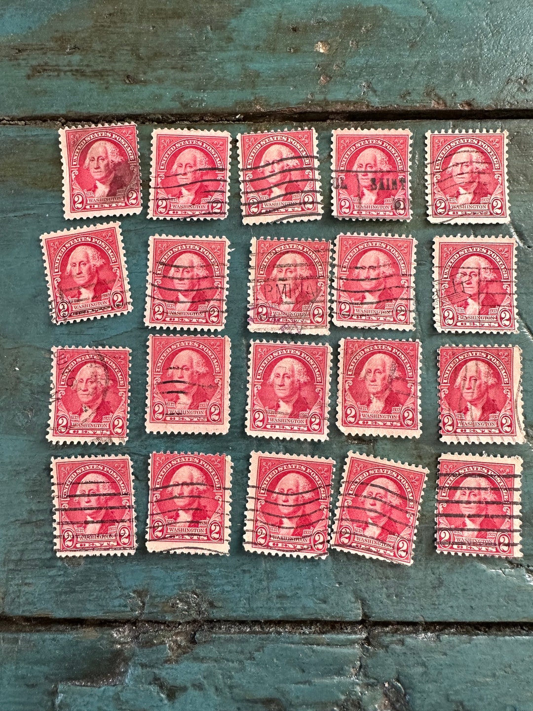 20 2 Cent George Washington 1932 Red Used Stamps USA Vintage Decor - Etsy