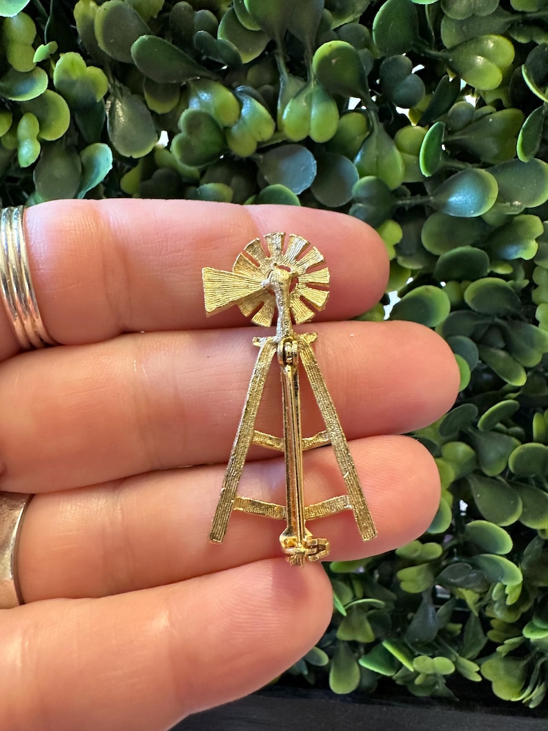 Vintage Gold Tone Windmill Brooch - Etsy