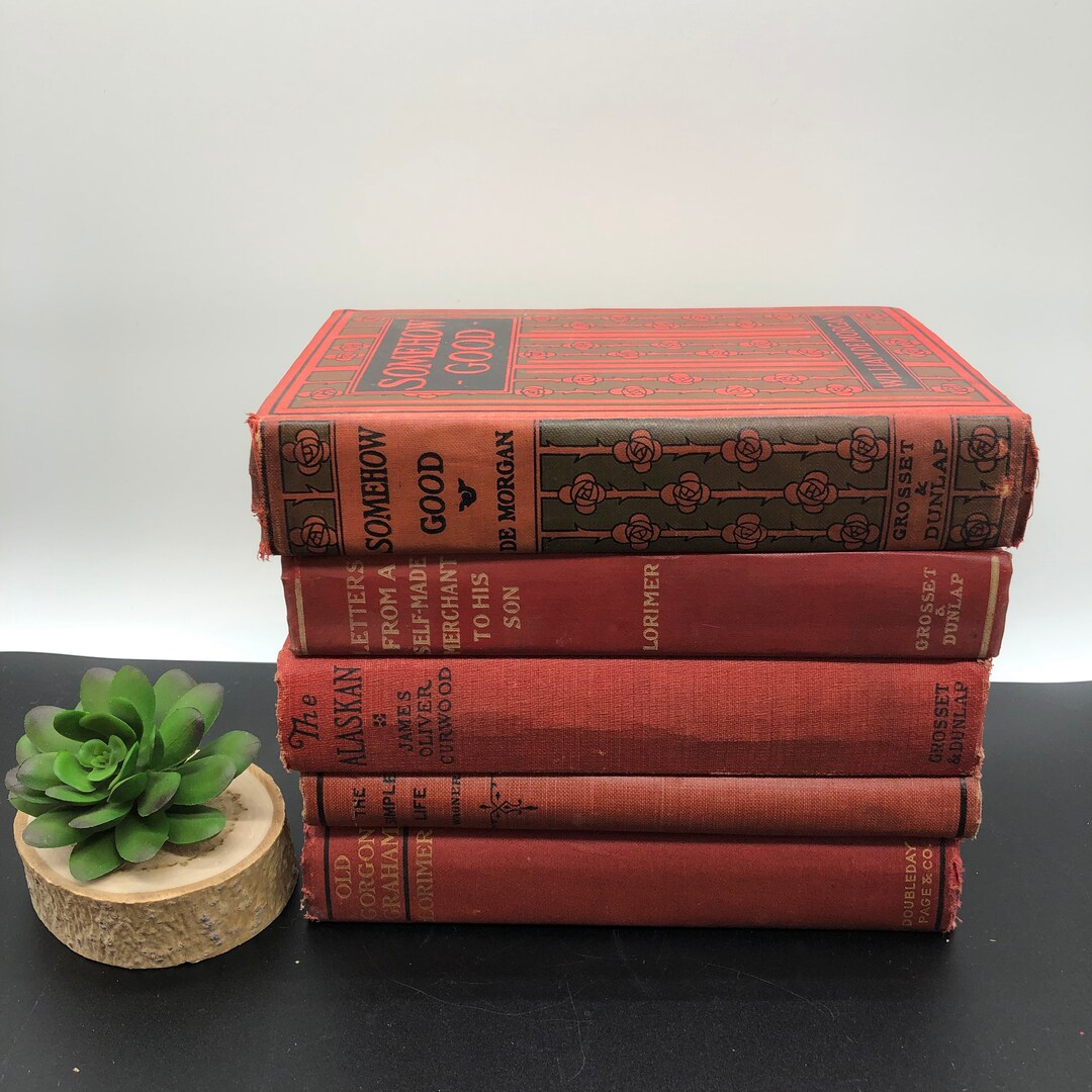 5 Vintage Red Books / Vintage Book Collection / Red Book Decor - Etsy