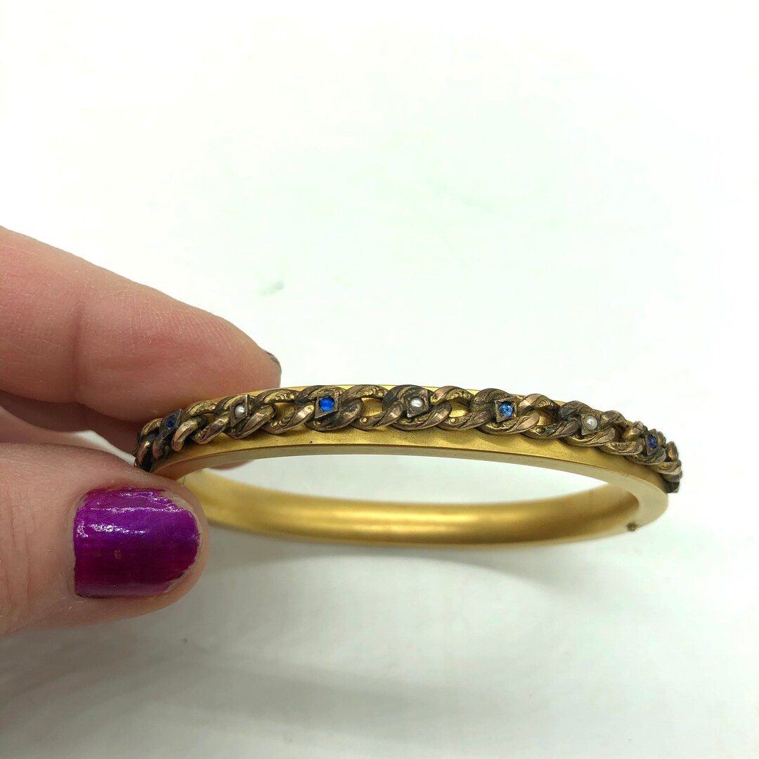 Vintage Signed S.O. Bigney & Co Edwardian Gold Tone Bangle Bracelet ...