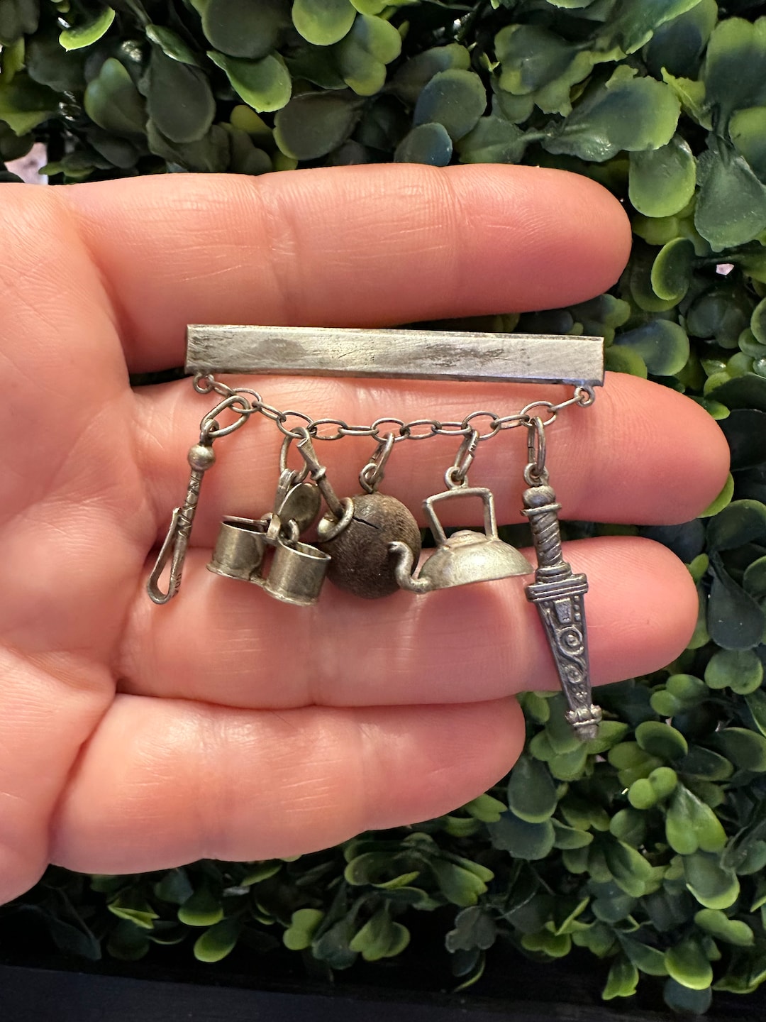 Vintage Antique Signed 900 Silver Bar Pin W Kitchen Tools Gadgets ...