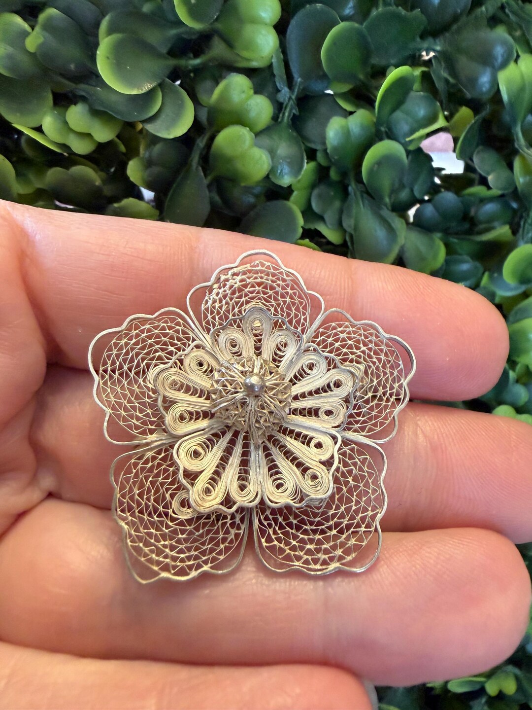 Vintage Beautiful Signed 825 Silver Filigree Flower Pin - Etsy