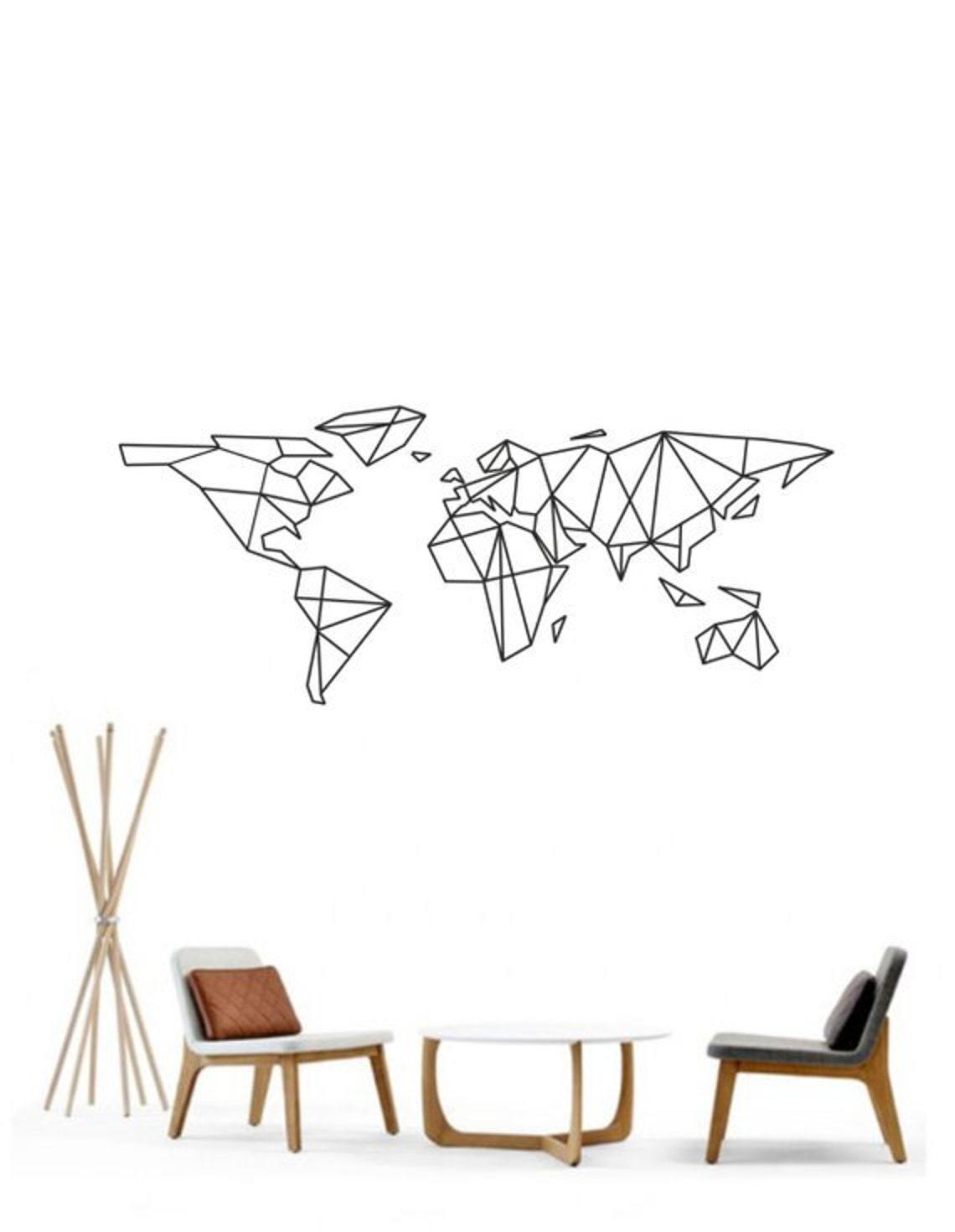 Geometric World Map Decal - Home Wall Decal - Living Room Wall Decal ...