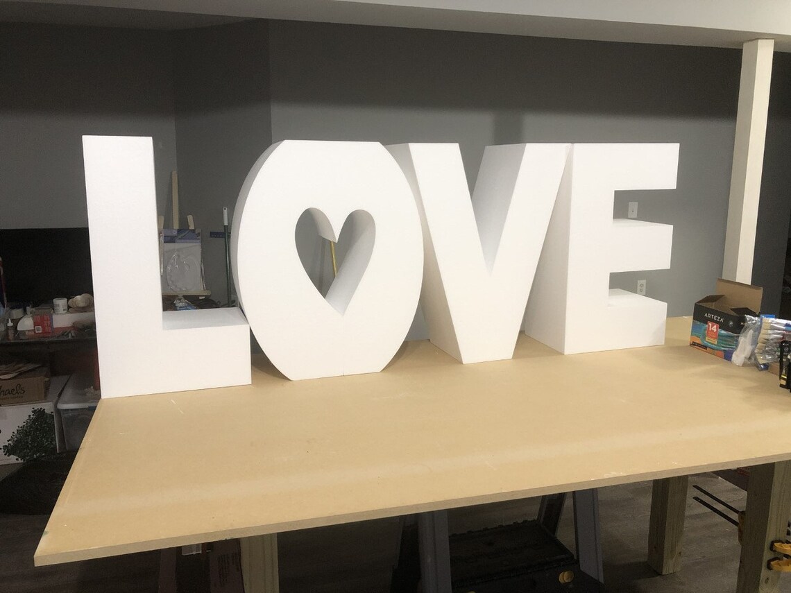 Large LOVE Foam Letters, , Table Base Letters, Big Letters, Styrofoam ...