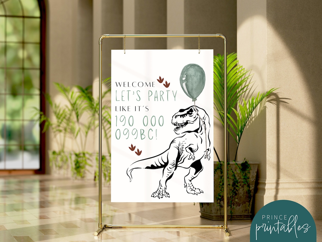 DINOSAUR BIRTHDAY Welcome Sign | Three Rex Welcome Sign | Dino Birthday ...