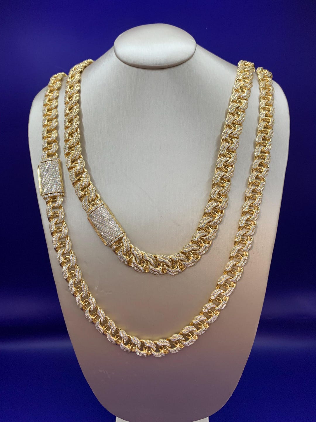 Moissanite Silver Chino Link Chain - Etsy
