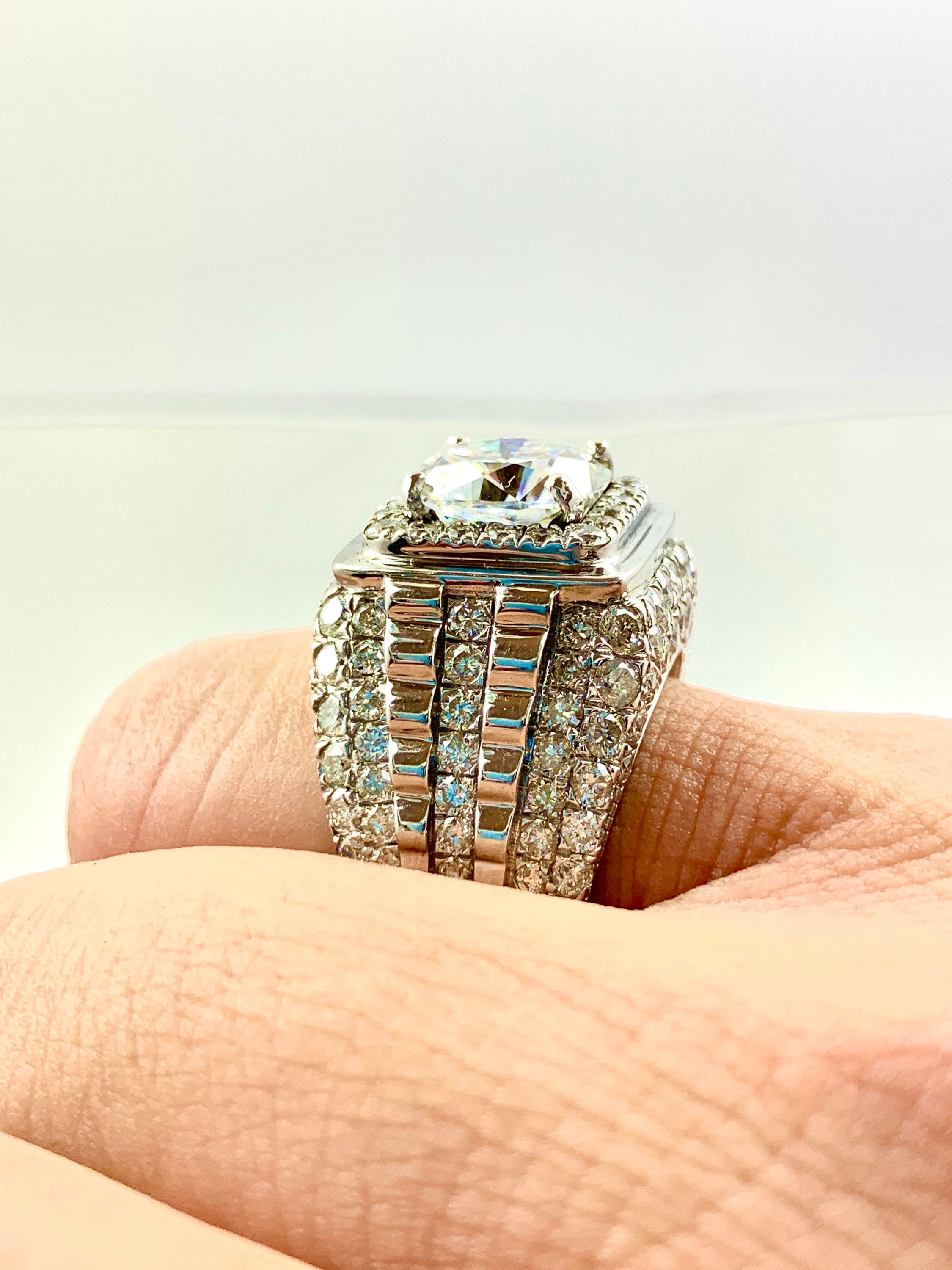 14 Karat White Gold Diamonds Man Ring - Etsy