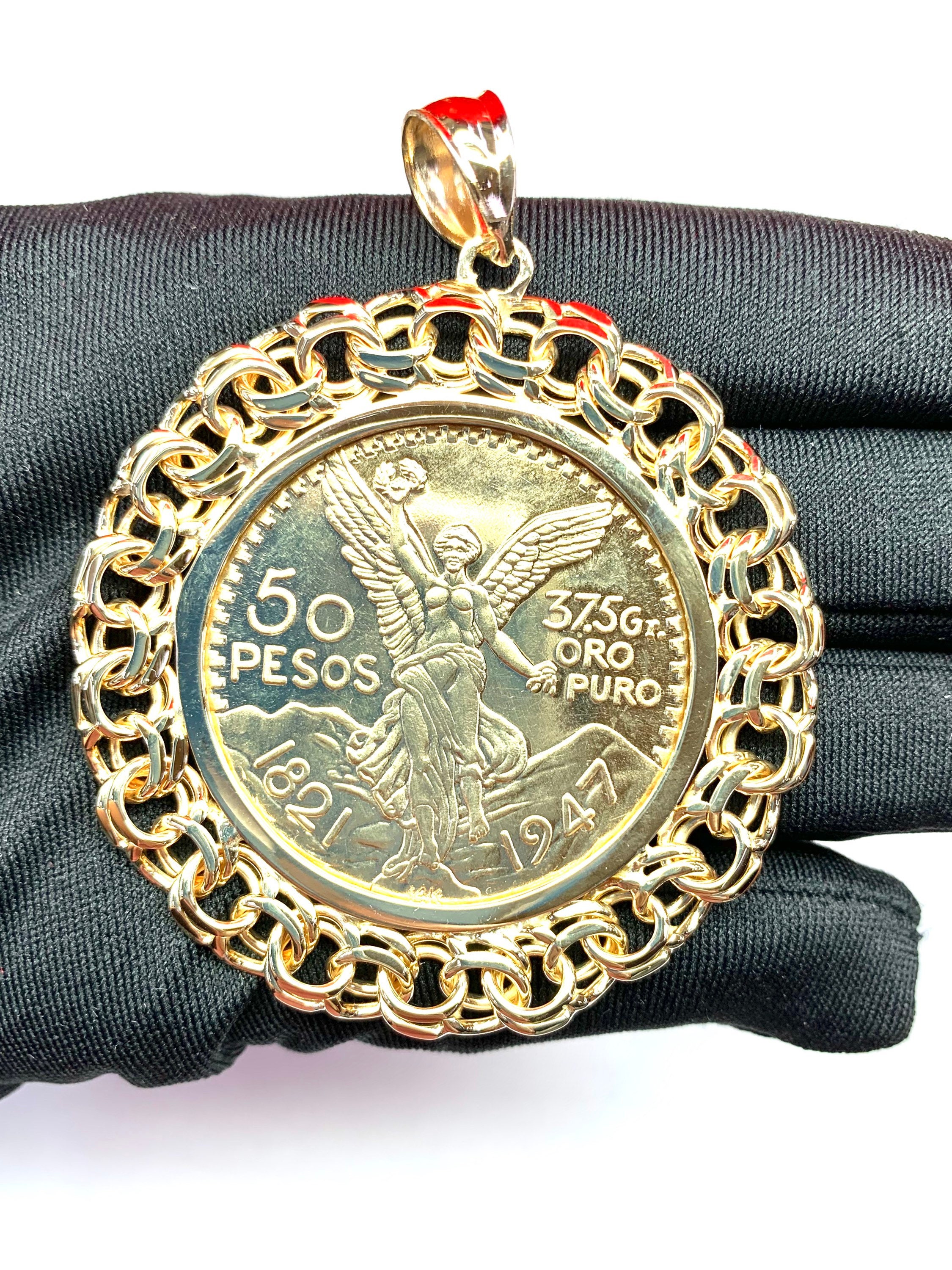 10K Oro sólido Personalizado 50 pesos Bisel Centenario de oro | Etsy