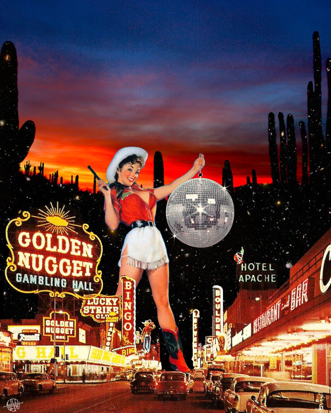 Disco Cowgirl - Collage Art Print or Digital Download - Etsy