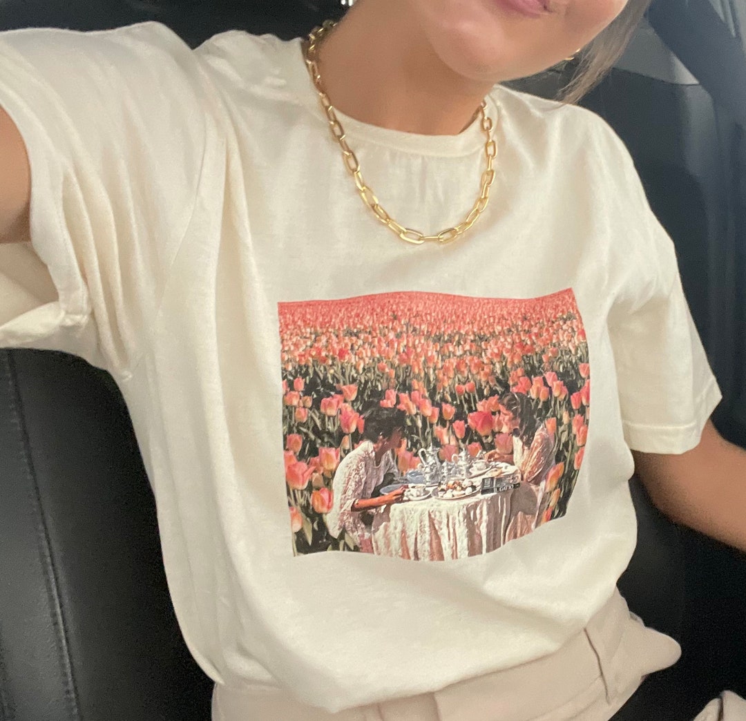 Original Art Graphic Tee - "teatime in the Tulips" by Linz Sepe - Etsy