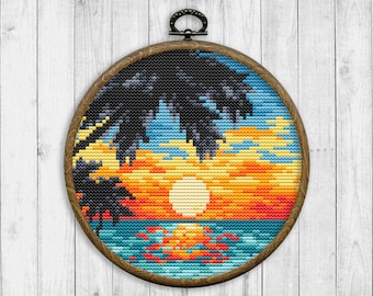 Cross Stitch Sunset | Etsy