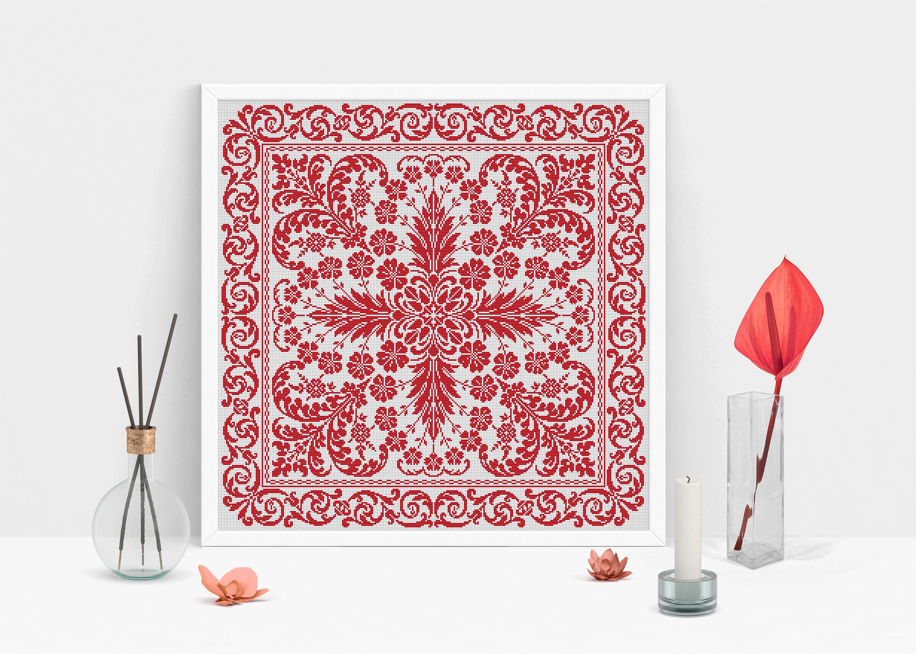 Modern Cross Stitch Pattern, Sampler Cross Stitch Pattern, Flowers ...
