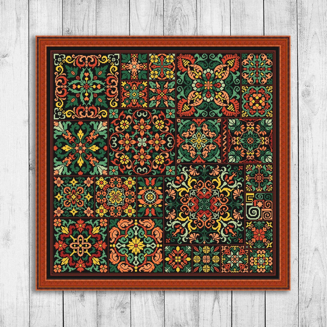 Sampler Cross Stitch Pattern, Modern Cross Stitch Pattern, Tile ...