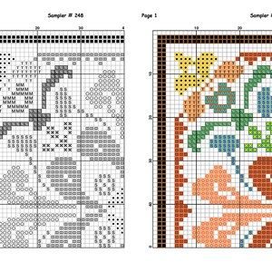 Sampler Cross Stitch Pattern, Modern Cross Stitch Pattern, Flower ...