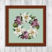 Vintage Wreath # 12 Cross Stitch Pattern, Lilies Cross Stitch Pattern ...