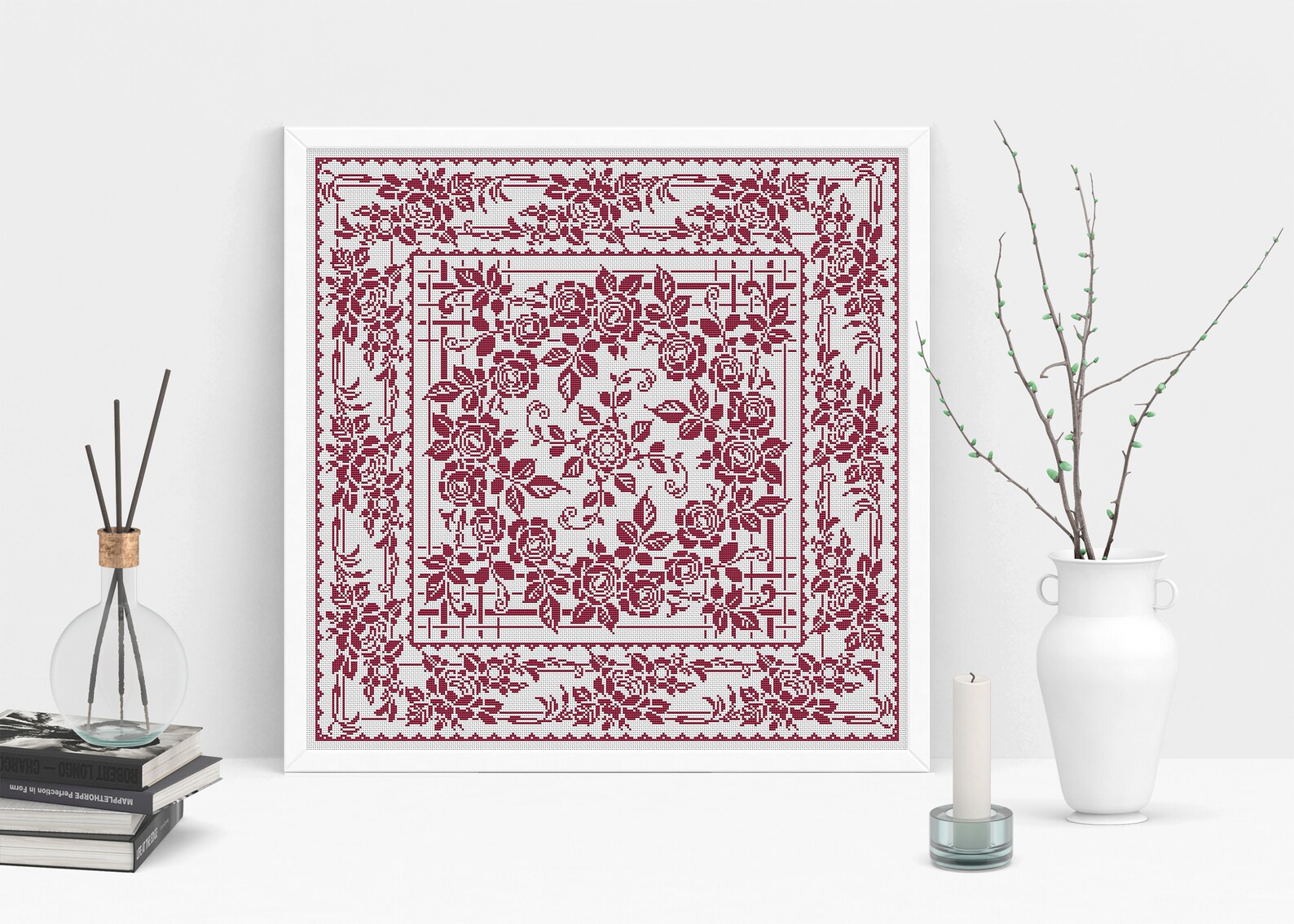 Sampler Cross Stitch Pattern Rose Cross Stitch Pattern | Etsy