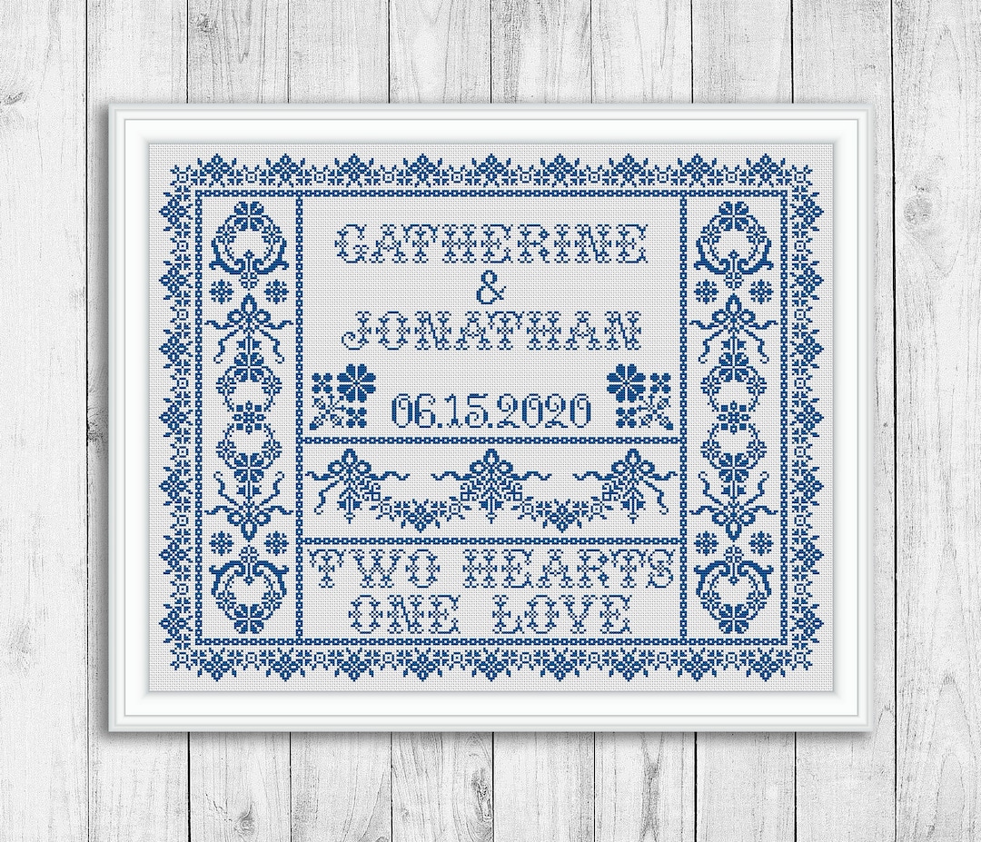 Sampler Cross Stitch Pattern, Wedding Modern Cross Stitch Pattern ...