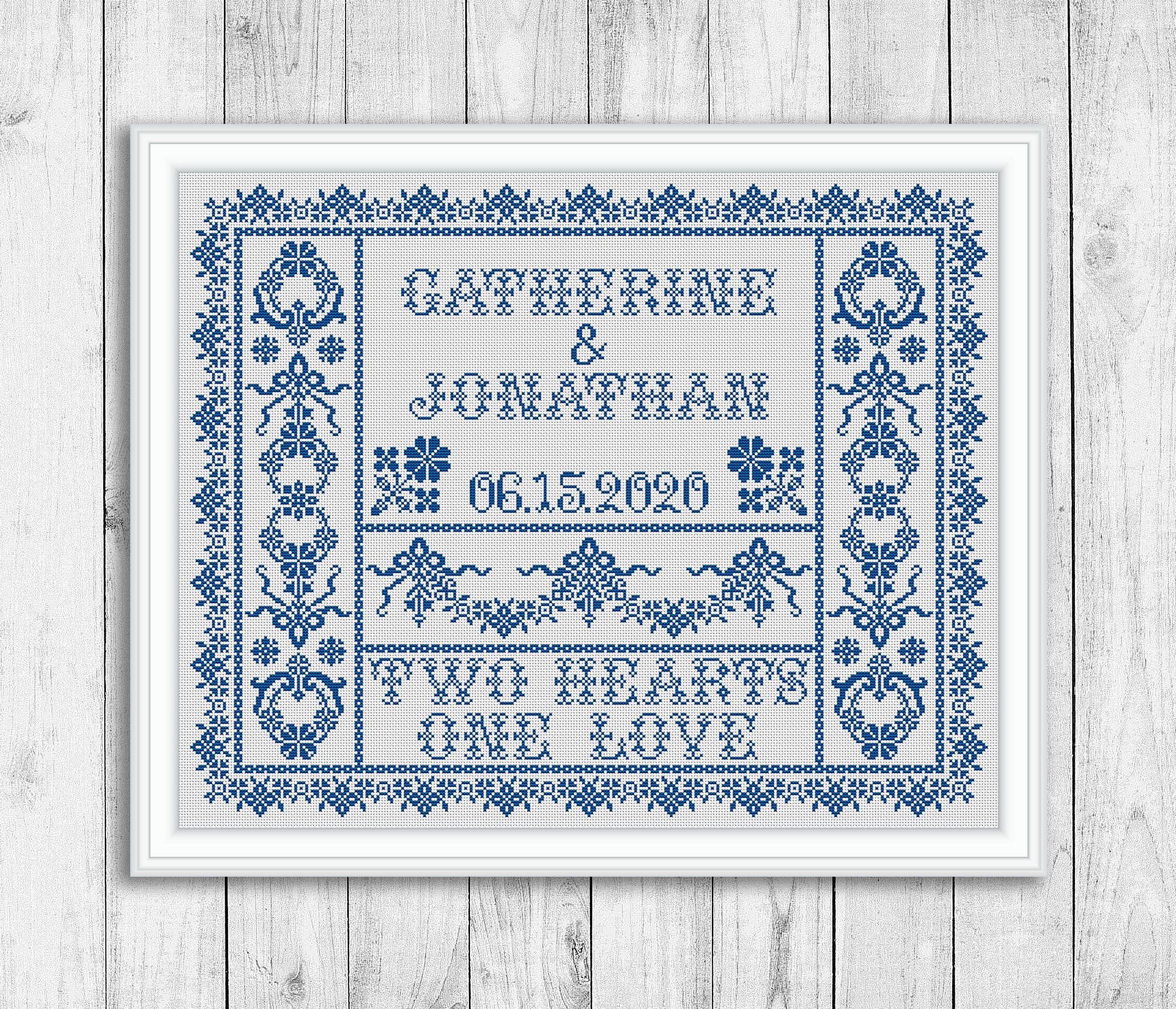 Sampler Cross Stitch Pattern Wedding Modern Cross Stitch | Etsy