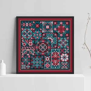 Sampler Cross Stitch Pattern, Modern Cross Stitch Pattern, Tile ...