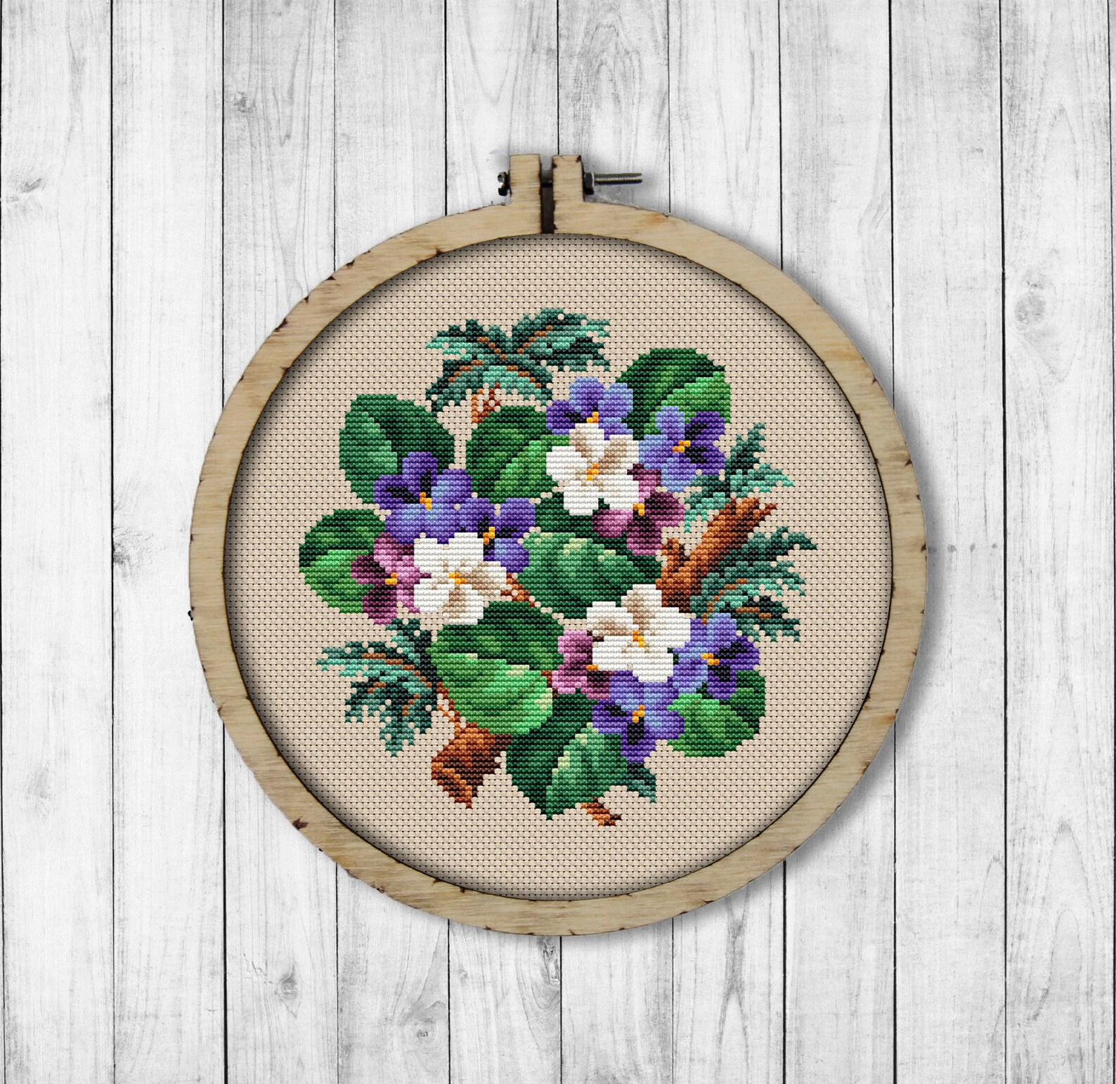 Vintage Violets # 1 Cross Stitch Pattern, Spring Flowers Cross Stitch ...