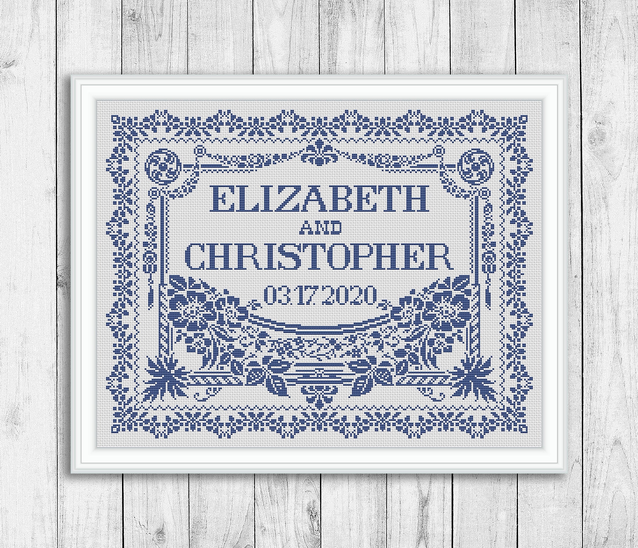 Sampler Cross Stitch Pattern Wedding Cross Stitch Pattern - Etsy